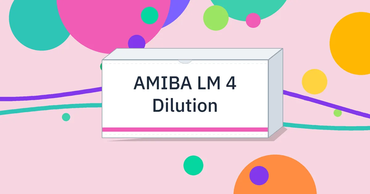 Symbolbild: Packung mit der Aufschrift AMIBA LM 4 Dilution (PZN 13318459) – Verfügbarkeit und Bezug in Apotheken in Frankfurt am Main