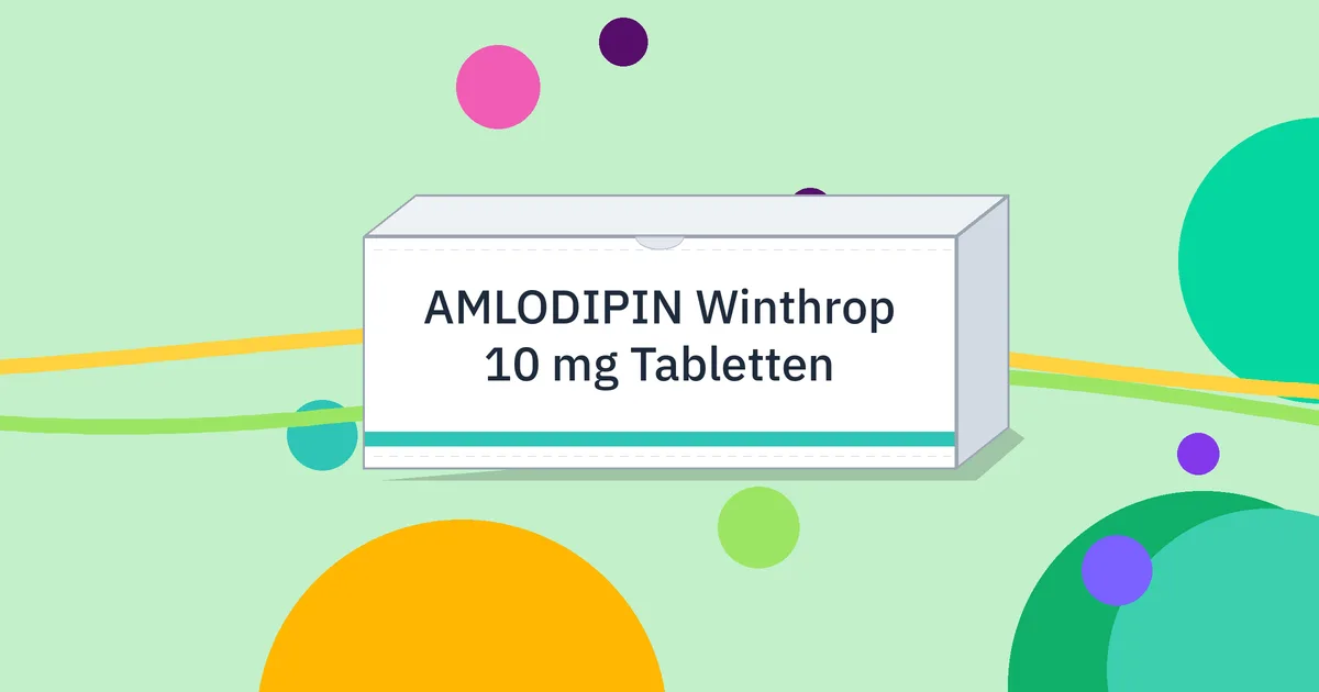 Symbolbild: Packung mit der Aufschrift AMLODIPIN Winthrop 10 mg Tabletten (PZN 02146558) – Verfügbarkeit und Bezug in Apotheken in Frankfurt am Main