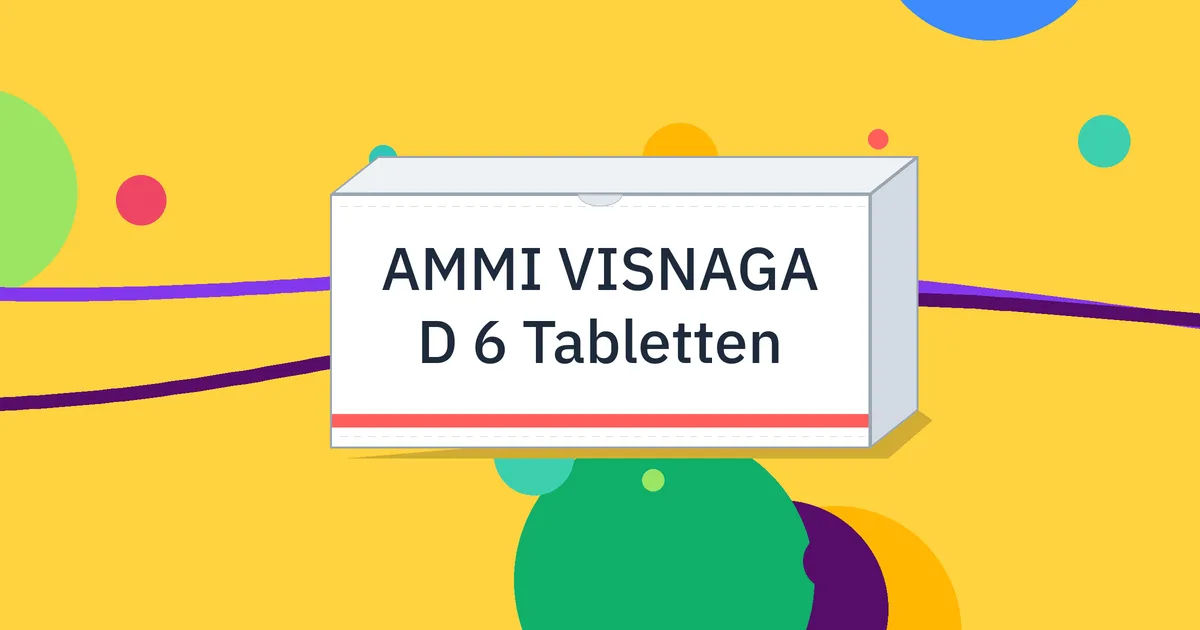 Symbolbild: Packung mit der Aufschrift AMMI VISNAGA D 6 Tabletten (PZN 07158715) – Verfügbarkeit und Bezug in Apotheken in Frankfurt am Main