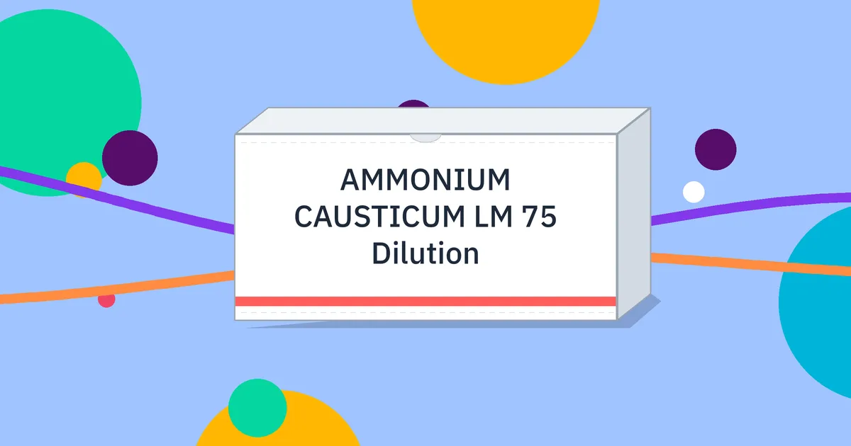 Symbolbild: Packung mit der Aufschrift AMMONIUM CAUSTICUM LM 75 Dilution (PZN 13321125) – Verfügbarkeit und Bezug in Apotheken in Frankfurt am Main