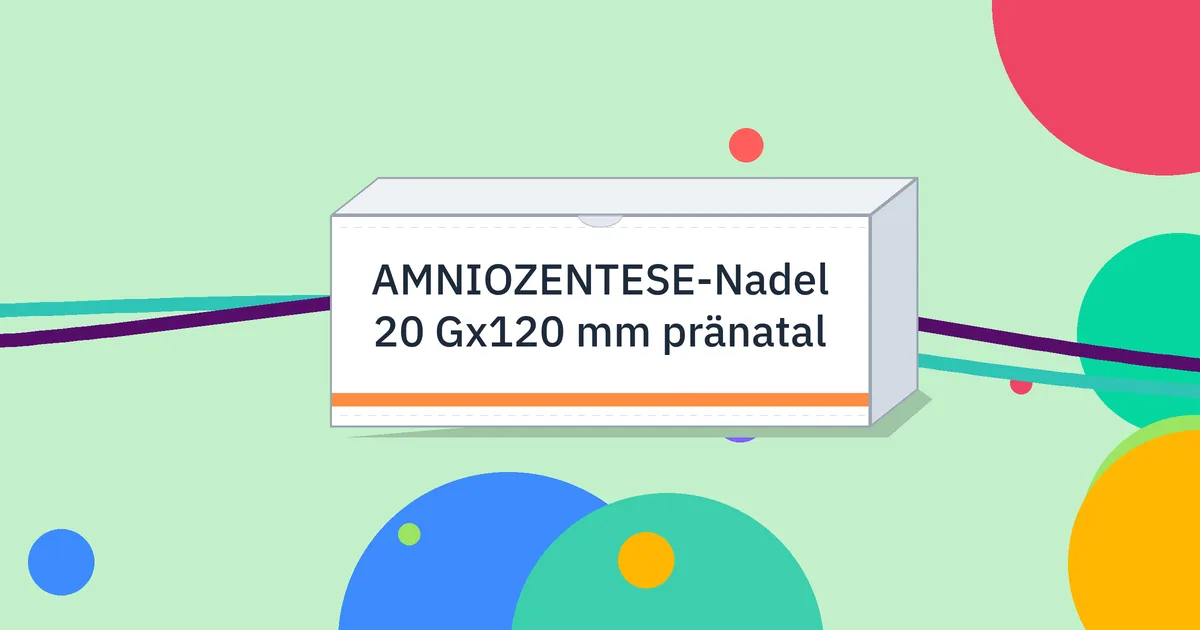Symbolbild: Packung mit der Aufschrift AMNIOZENTESE-Nadel 20 Gx120 mm pränatal (PZN 17926842) – Verfügbarkeit und Bezug in Apotheken in Frankfurt am Main
