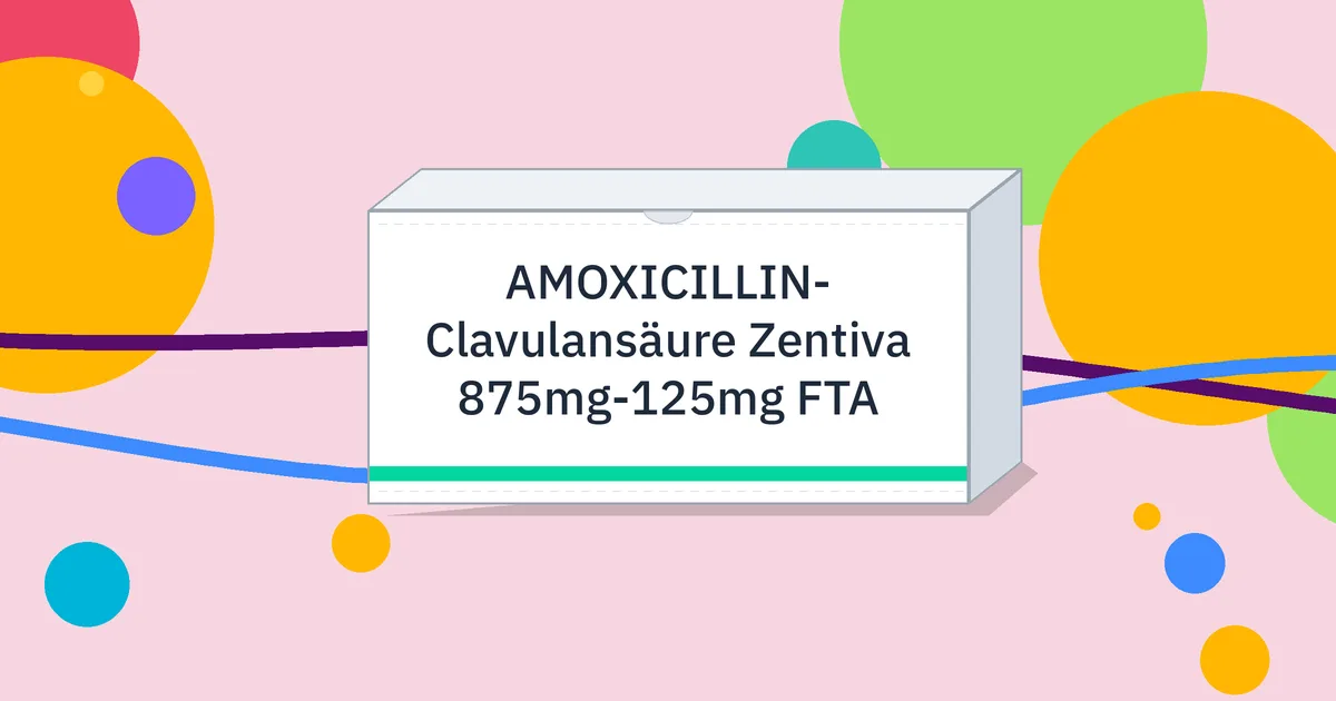 Symbolbild: Packung mit der Aufschrift AMOXICILLIN-Clavulansäure Zentiva 875mg-125mg FTA (PZN 19335335) – Verfügbarkeit und Bezug in Apotheken in Frankfurt am Main