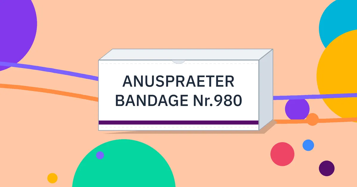 Symbolbild: Packung mit der Aufschrift ANUSPRAETER BANDAGE Nr.980 (PZN 01960914) – Verfügbarkeit und Bezug in Apotheken in Frankfurt am Main