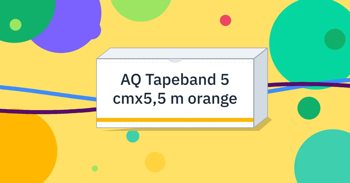 Symbolbild: Packung mit der Aufschrift AQ Tapeband 5 cmx5,5 m orange (PZN 04700295) – Verfügbarkeit und Bezug in Apotheken in Frankfurt am Main