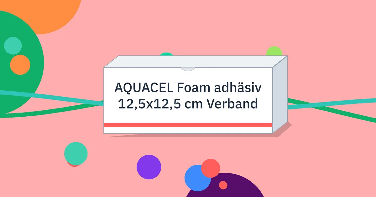 Symbolbild: Packung mit der Aufschrift AQUACEL Foam adhäsiv 12,5x12,5 cm Verband (PZN 14032179) – Verfügbarkeit und Bezug in Apotheken in Frankfurt am Main