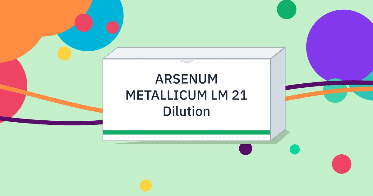 Symbolbild: Packung mit der Aufschrift ARSENUM METALLICUM LM 21 Dilution (PZN 12779431) – Verfügbarkeit und Bezug in Apotheken in Frankfurt am Main