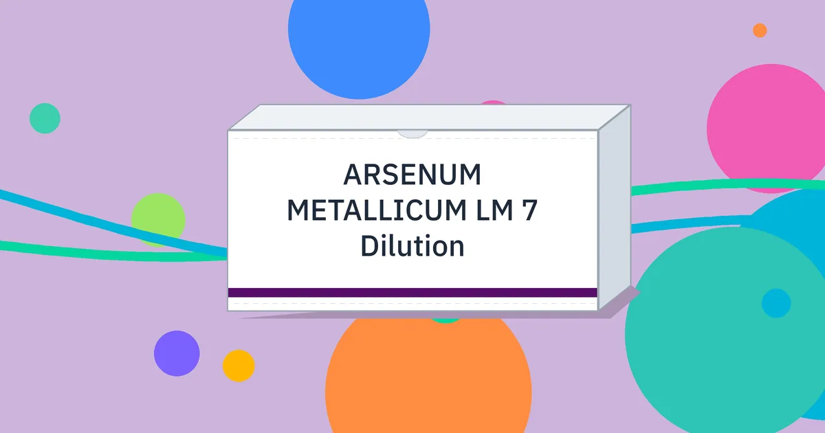 Symbolbild: Packung mit der Aufschrift ARSENUM METALLICUM LM 7 Dilution (PZN 12779276) – Verfügbarkeit und Bezug in Apotheken in Frankfurt am Main
