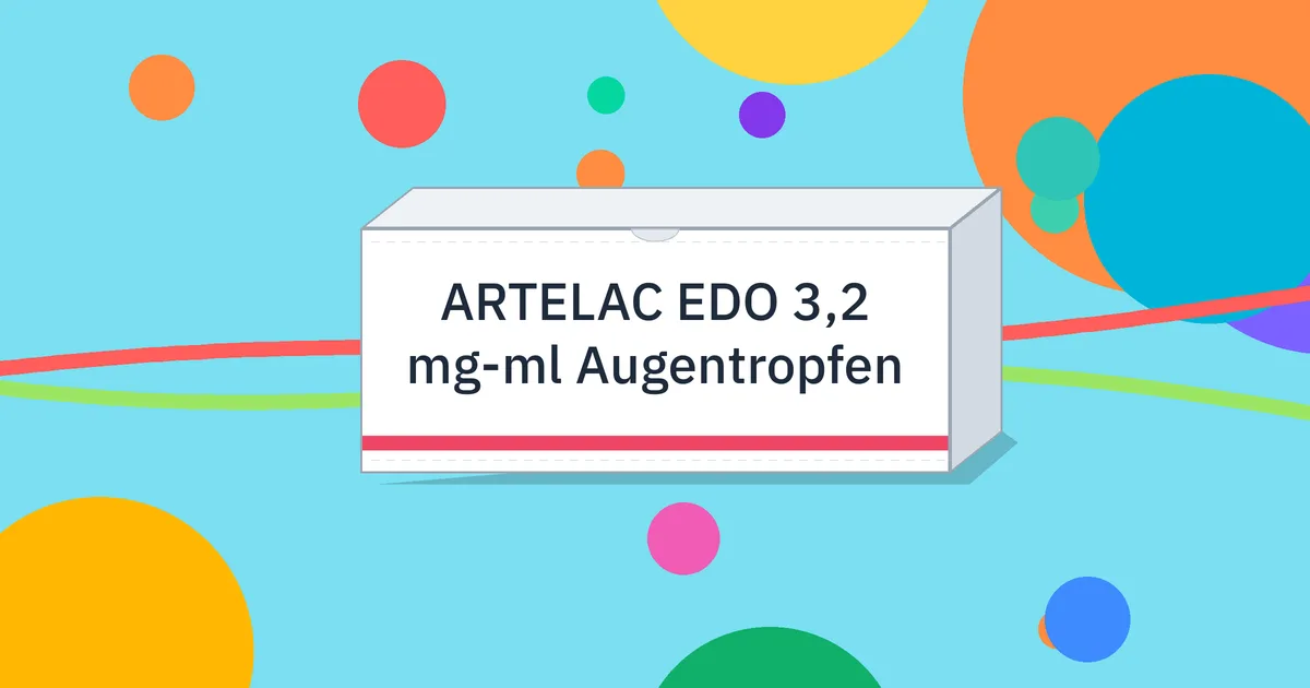 Symbolbild: Packung mit der Aufschrift ARTELAC EDO 3,2 mg-ml Augentropfen (PZN 11123898) – Verfügbarkeit und Bezug in Apotheken in Frankfurt am Main