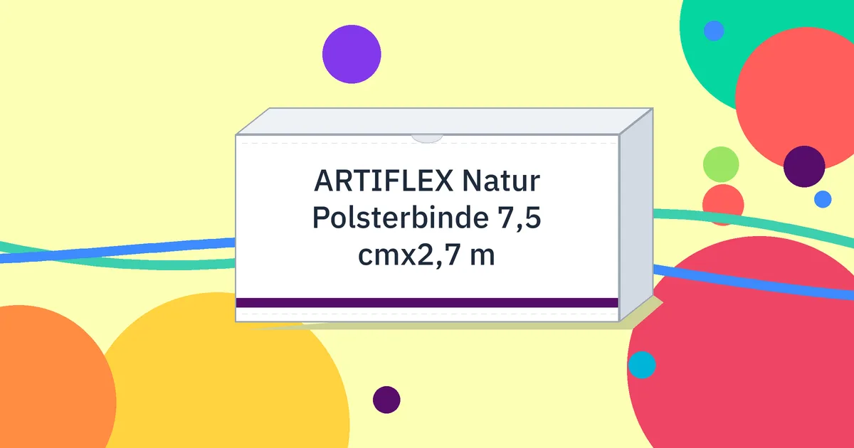 Symbolbild: Packung mit der Aufschrift ARTIFLEX Natur Polsterbinde 7,5 cmx2,7 m (PZN 00196210) – Verfügbarkeit und Bezug in Apotheken in Frankfurt am Main