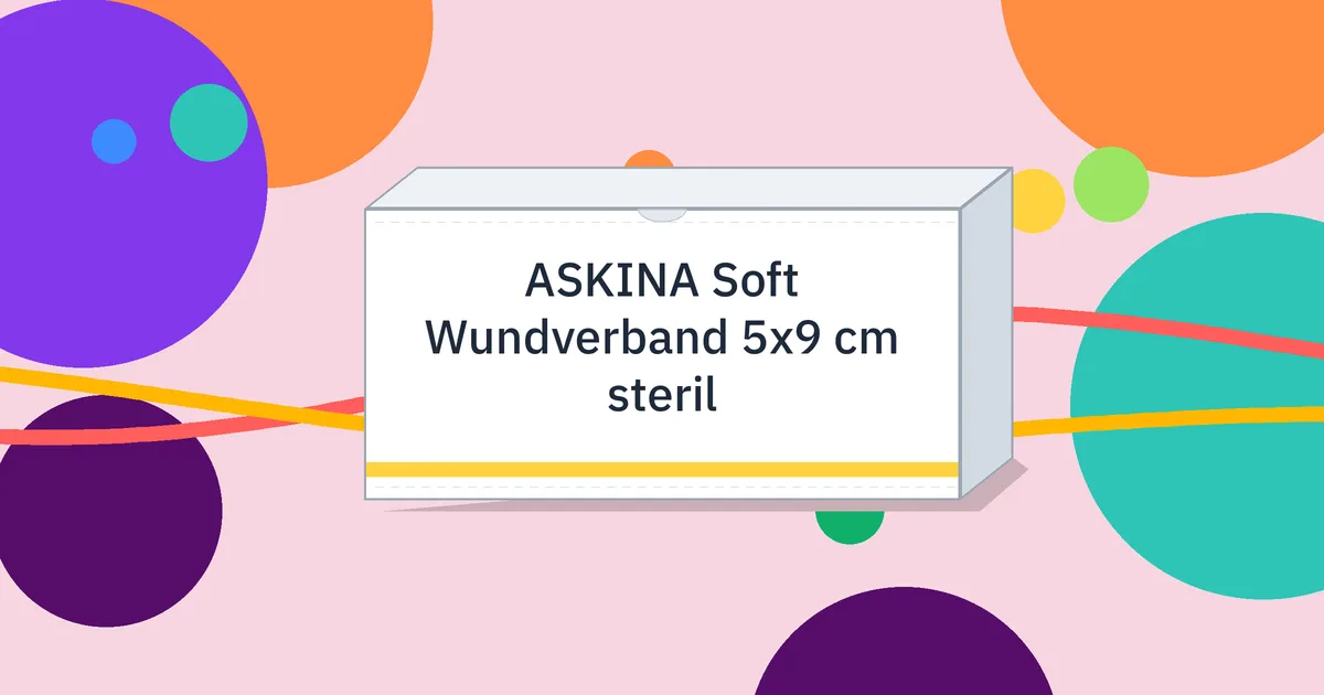 Symbolbild: Packung mit der Aufschrift ASKINA Soft Wundverband 5x9 cm steril (PZN 18713858) – Verfügbarkeit und Bezug in Apotheken in Frankfurt am Main