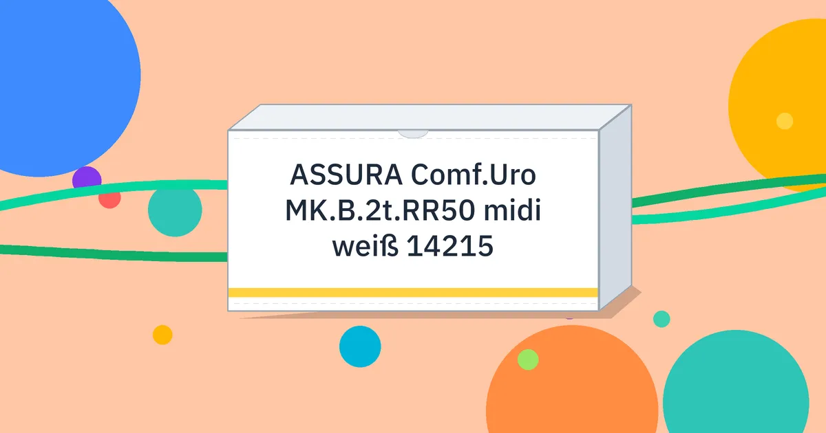 Symbolbild: Packung mit der Aufschrift ASSURA Comf.Uro MK.B.2t.RR50 midi weiß 14215 (PZN 00843098) – Verfügbarkeit und Bezug in Apotheken in Frankfurt am Main