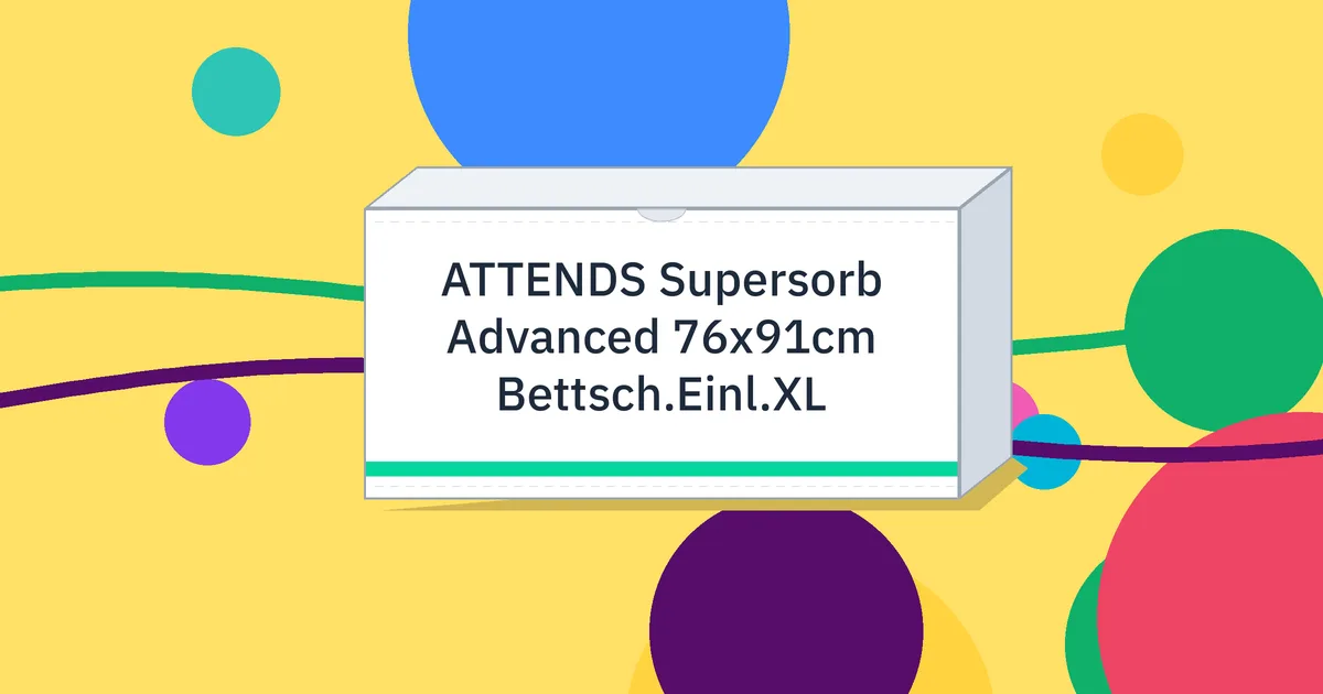 Symbolbild: Packung mit der Aufschrift ATTENDS Supersorb Advanced 76x91cm Bettsch.Einl.XL (PZN 15588743) – Verfügbarkeit und Bezug in Apotheken in Frankfurt am Main