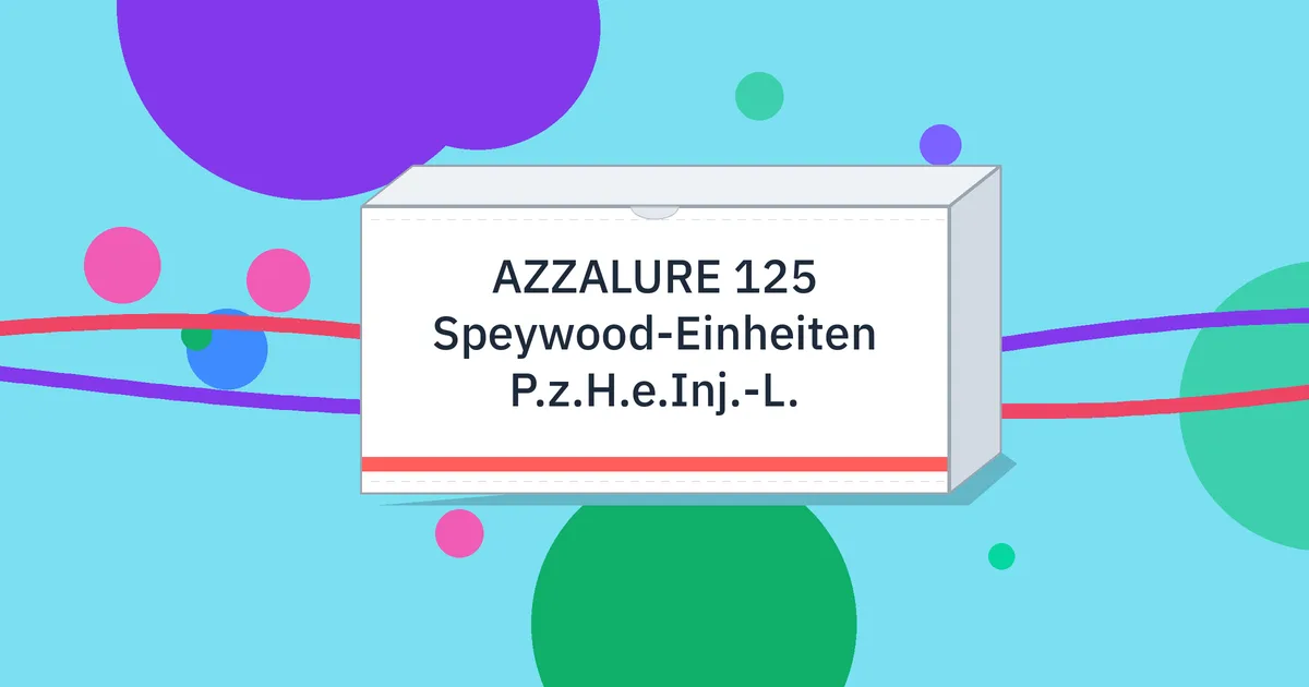 Symbolbild: Packung mit der Aufschrift AZZALURE 125 Speywood-Einheiten P.z.H.e.Inj.-L. (PZN 18103278) – Verfügbarkeit und Bezug in Apotheken in Frankfurt am Main