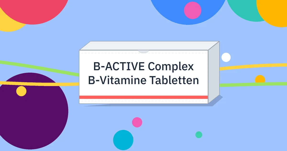 Symbolbild: Packung mit der Aufschrift B-ACTIVE Complex B-Vitamine Tabletten (PZN 16827167) – Verfügbarkeit und Bezug in Apotheken in Frankfurt am Main