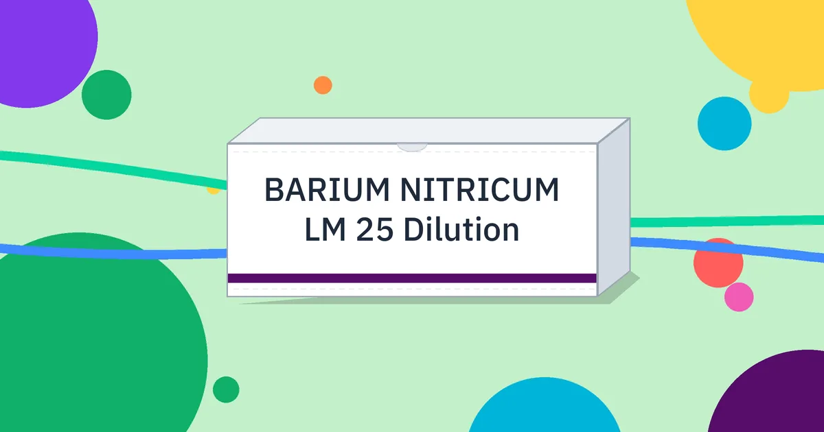 Symbolbild: Packung mit der Aufschrift BARIUM NITRICUM LM 25 Dilution (PZN 13377806) – Verfügbarkeit und Bezug in Apotheken in Frankfurt am Main