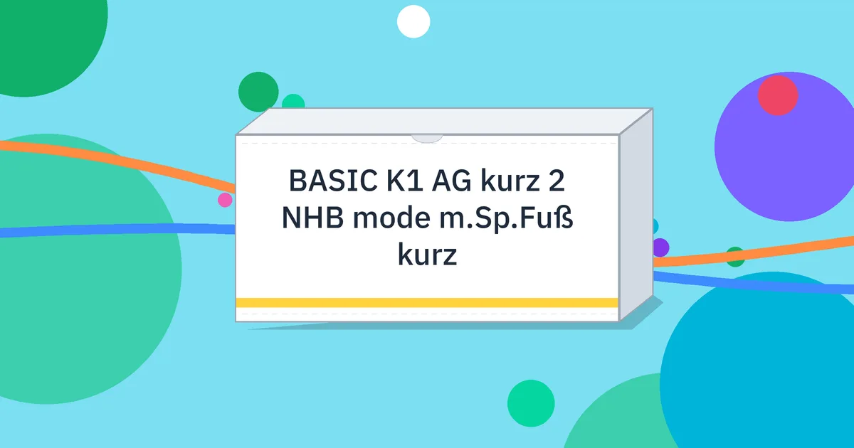 Symbolbild: Packung mit der Aufschrift BASIC K1 AG kurz 2 NHB mode m.Sp.Fuß kurz (PZN 20260246) – Verfügbarkeit und Bezug in Apotheken in Frankfurt am Main