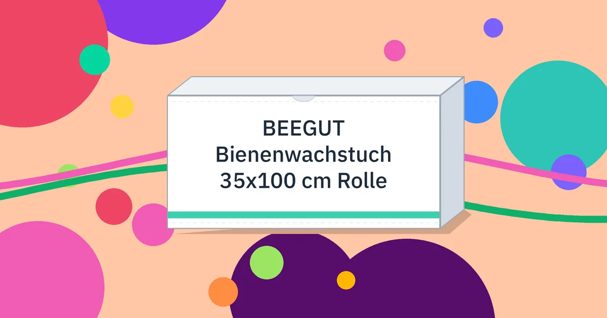 Symbolbild: Packung mit der Aufschrift BEEGUT Bienenwachstuch 35x100 cm Rolle (PZN 17756535) – Verfügbarkeit und Bezug in Apotheken in Frankfurt am Main