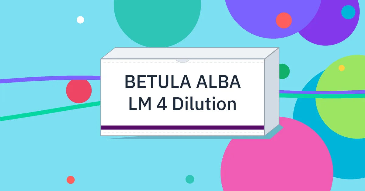 Symbolbild: Packung mit der Aufschrift BETULA ALBA LM 4 Dilution (PZN 12793715) – Verfügbarkeit und Bezug in Apotheken in Frankfurt am Main