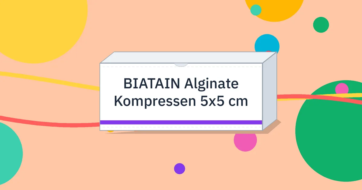 Symbolbild: Packung mit der Aufschrift BIATAIN Alginate Kompressen 5x5 cm (PZN 01406388) – Verfügbarkeit und Bezug in Apotheken in Frankfurt am Main