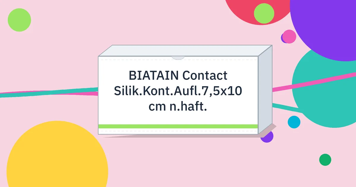 Symbolbild: Packung mit der Aufschrift BIATAIN Contact Silik.Kont.Aufl.7,5x10 cm n.haft. (PZN 16151882) – Verfügbarkeit und Bezug in Apotheken in Frankfurt am Main
