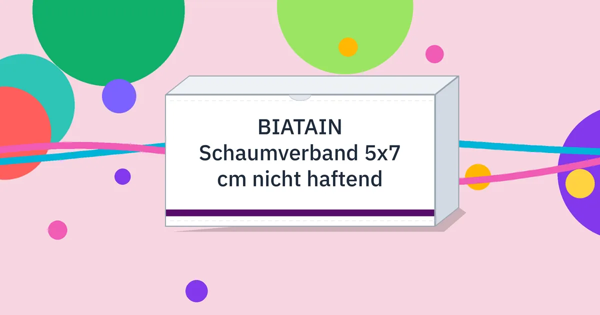 Symbolbild: Packung mit der Aufschrift BIATAIN Schaumverband 5x7 cm nicht haftend (PZN 11220041) – Verfügbarkeit und Bezug in Apotheken in Frankfurt am Main