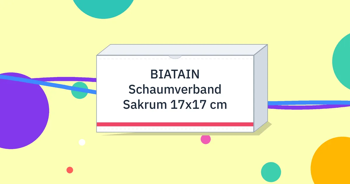Symbolbild: Packung mit der Aufschrift BIATAIN Schaumverband Sakrum 17x17 cm (PZN 16515835) – Verfügbarkeit und Bezug in Apotheken in Frankfurt am Main