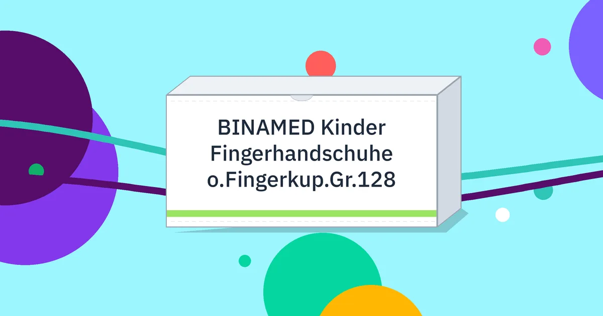 Symbolbild: Packung mit der Aufschrift BINAMED Kinder Fingerhandschuhe o.Fingerkup.Gr.128 (PZN 05379139) – Verfügbarkeit und Bezug in Apotheken in Frankfurt am Main