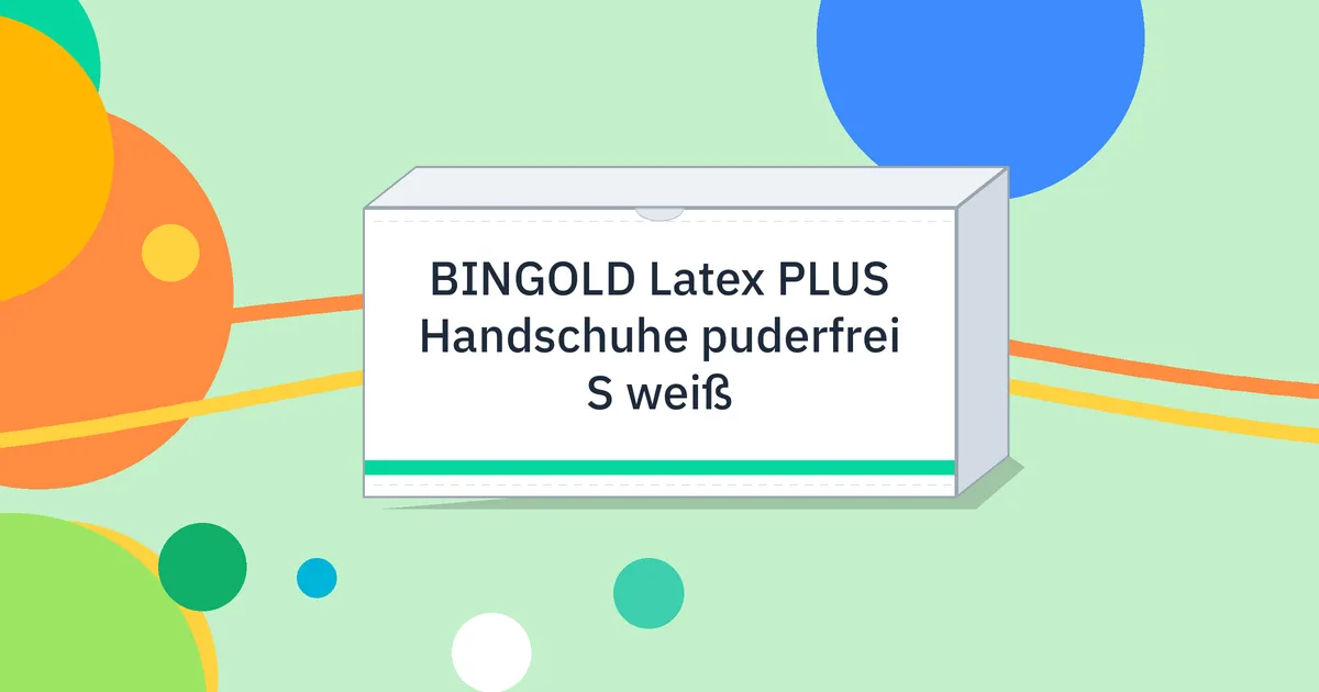 Symbolbild: Packung mit der Aufschrift BINGOLD Latex PLUS Handschuhe puderfrei S weiß (PZN 13541967) – Verfügbarkeit und Bezug in Apotheken in Frankfurt am Main