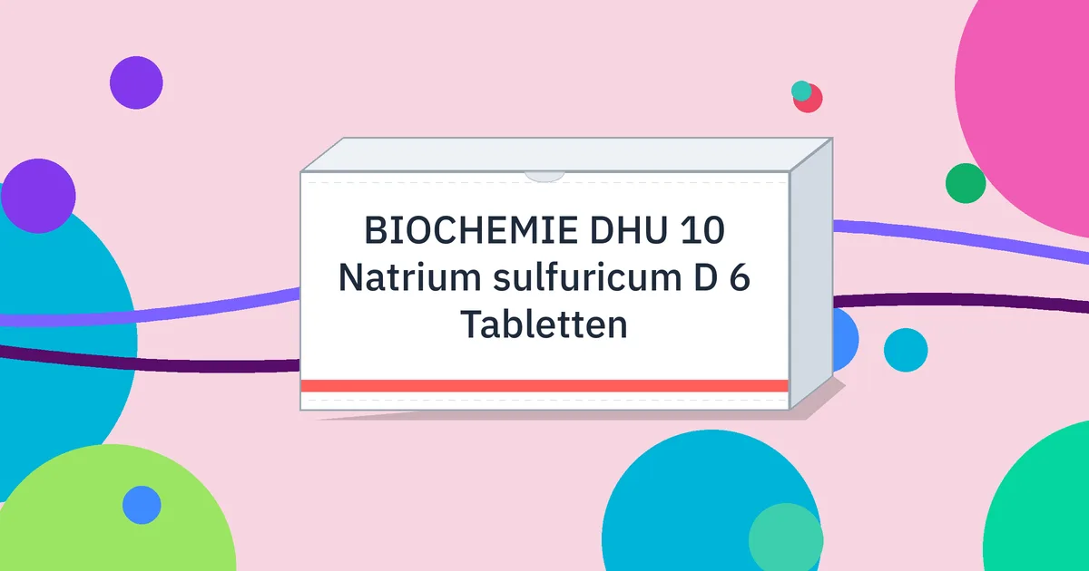 Symbolbild: Packung mit der Aufschrift BIOCHEMIE DHU 10 Natrium sulfuricum D 6 Tabletten (PZN 02580881) – Verfügbarkeit und Bezug in Apotheken in Frankfurt am Main