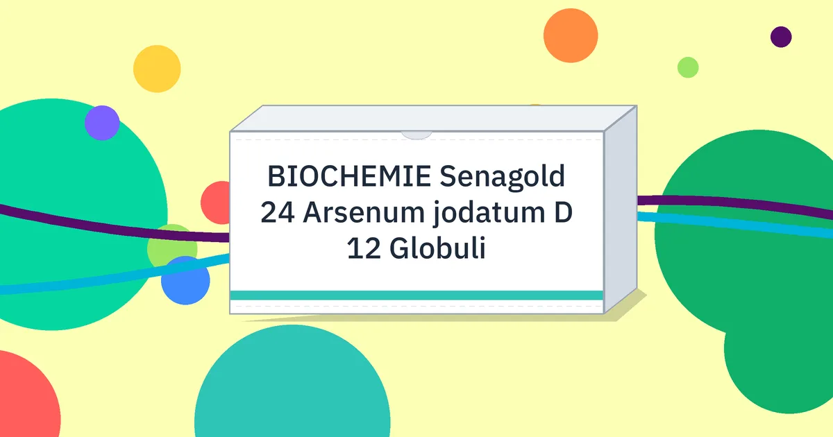 Symbolbild: Packung mit der Aufschrift BIOCHEMIE Senagold 24 Arsenum jodatum D 12 Globuli (PZN 09214814) – Verfügbarkeit und Bezug in Apotheken in Frankfurt am Main