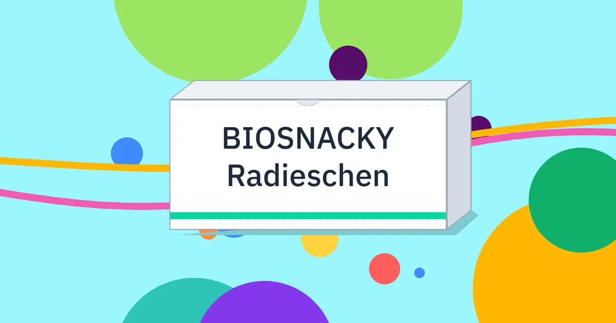 Symbolbild: Packung mit der Aufschrift BIOSNACKY Radieschen (PZN 00703204) – Verfügbarkeit und Bezug in Apotheken in Frankfurt am Main