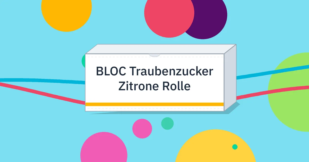 Symbolbild: Packung mit der Aufschrift BLOC Traubenzucker Zitrone Rolle (PZN 02700285) – Verfügbarkeit und Bezug in Apotheken in Frankfurt am Main
