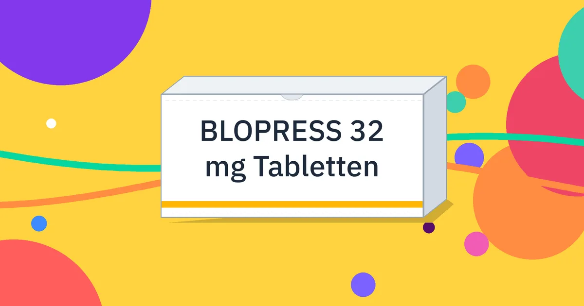 Symbolbild: Packung mit der Aufschrift BLOPRESS 32 mg Tabletten (PZN 07121103) – Verfügbarkeit und Bezug in Apotheken in Frankfurt am Main