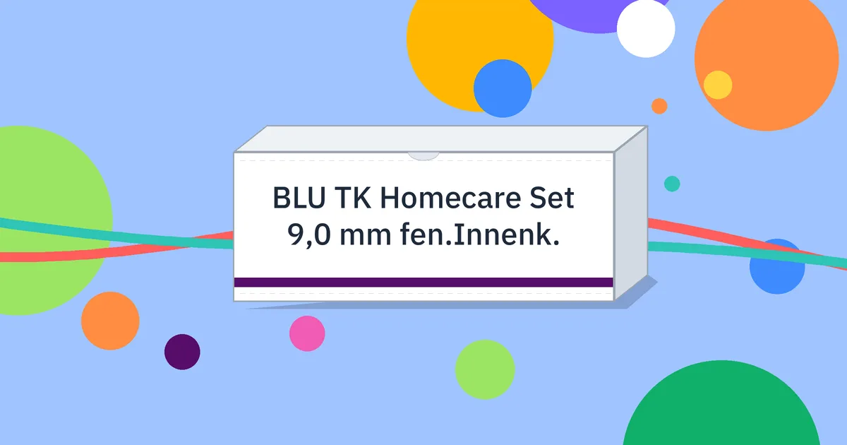 Symbolbild: Packung mit der Aufschrift BLU TK Homecare Set 9,0 mm fen.Innenk. (PZN 02151068) – Verfügbarkeit und Bezug in Apotheken in Frankfurt am Main