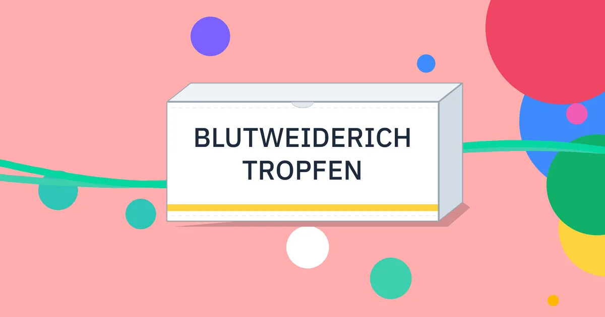 Symbolbild: Packung mit der Aufschrift BLUTWEIDERICH TROPFEN (PZN 14128353) – Verfügbarkeit und Bezug in Apotheken in Frankfurt am Main