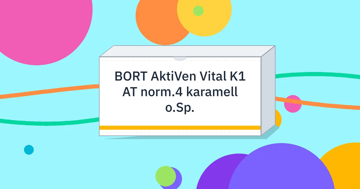 Symbolbild: Packung mit der Aufschrift BORT AktiVen Vital K1 AT norm.4 karamell o.Sp. (PZN 13736932) – Verfügbarkeit und Bezug in Apotheken in Frankfurt am Main