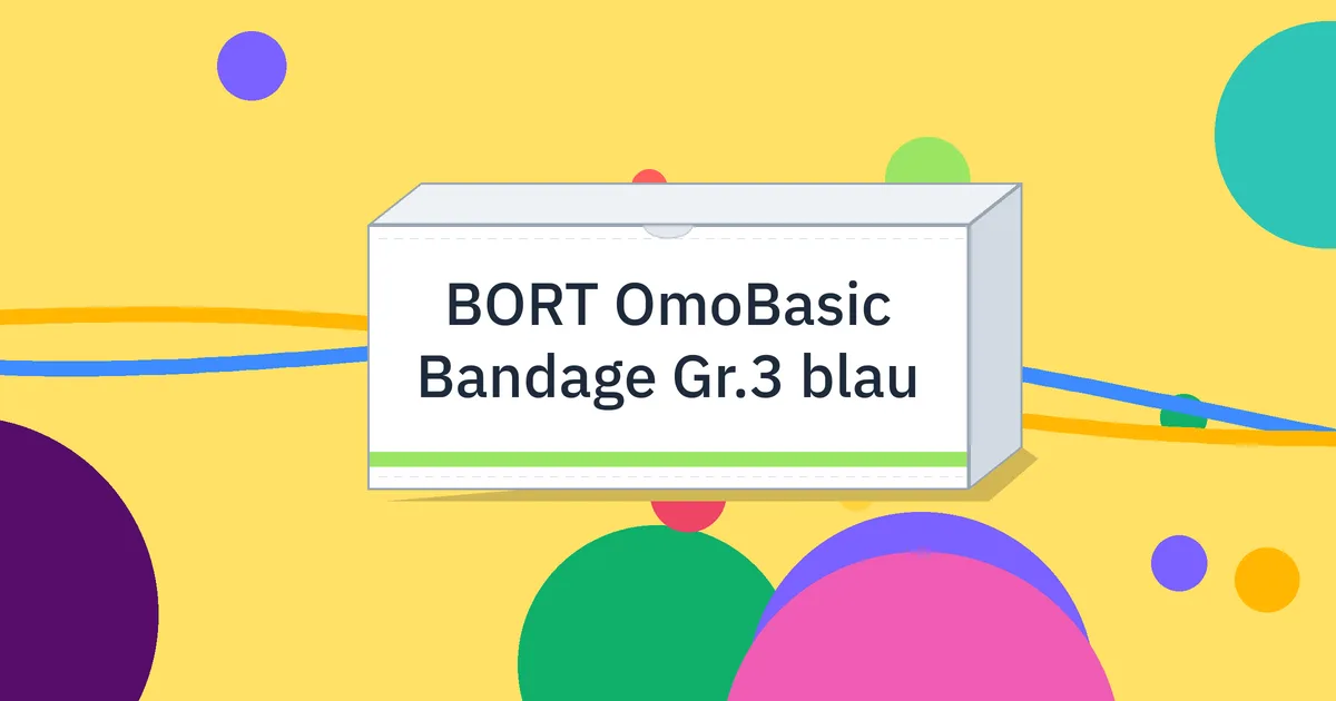 Symbolbild: Packung mit der Aufschrift BORT OmoBasic Bandage Gr.3 blau (PZN 06085055) – Verfügbarkeit und Bezug in Apotheken in Frankfurt am Main