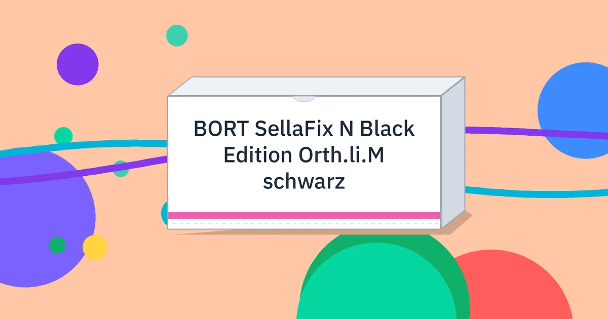 Symbolbild: Packung mit der Aufschrift BORT SellaFix N Black Edition Orth.li.M schwarz (PZN 07669947) – Verfügbarkeit und Bezug in Apotheken in Frankfurt am Main