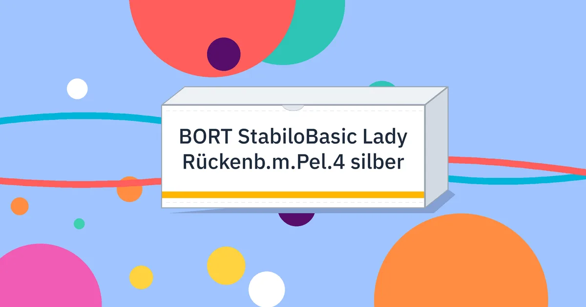 Symbolbild: Packung mit der Aufschrift BORT StabiloBasic Lady Rückenb.m.Pel.4 silber (PZN 05873394) – Verfügbarkeit und Bezug in Apotheken in Frankfurt am Main