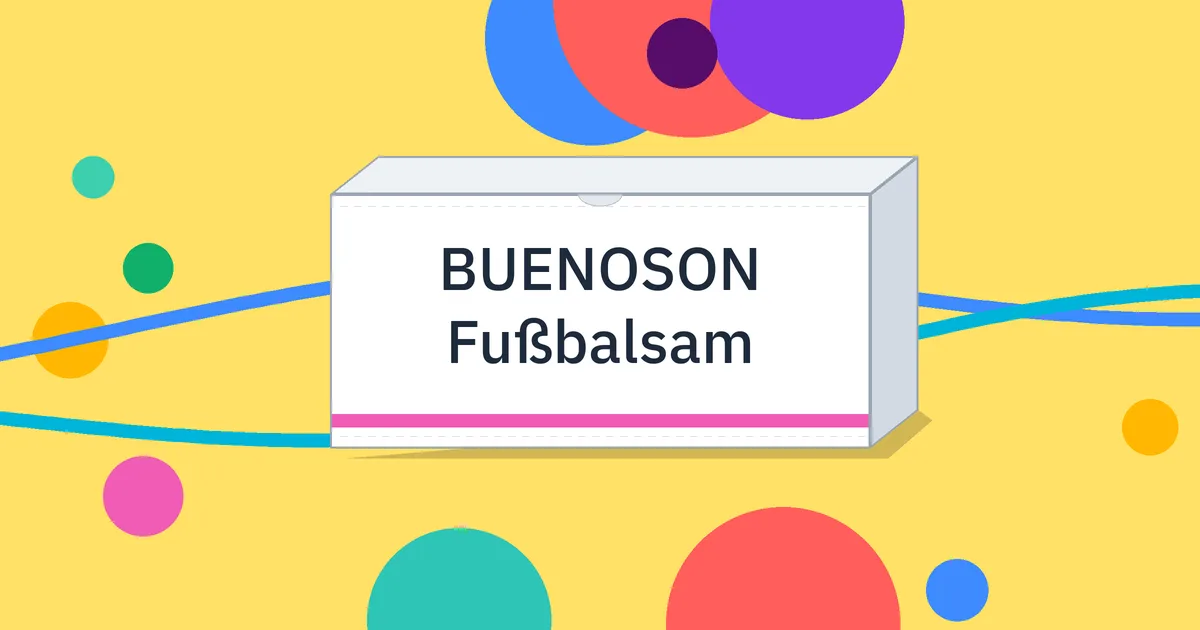 Symbolbild: Packung mit der Aufschrift BUENOSON Fußbalsam (PZN 00111780) – Verfügbarkeit und Bezug in Apotheken in Frankfurt am Main