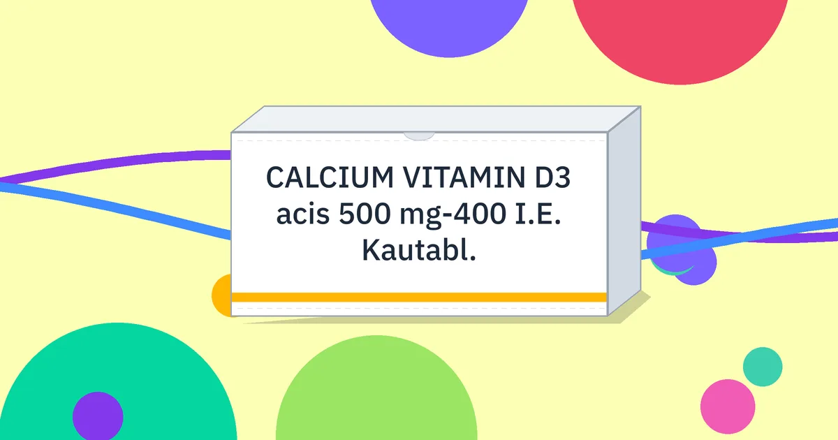 Symbolbild: Packung mit der Aufschrift CALCIUM VITAMIN D3 acis 500 mg-400 I.E. Kautabl. (PZN 11011225) – Verfügbarkeit und Bezug in Apotheken in Frankfurt am Main