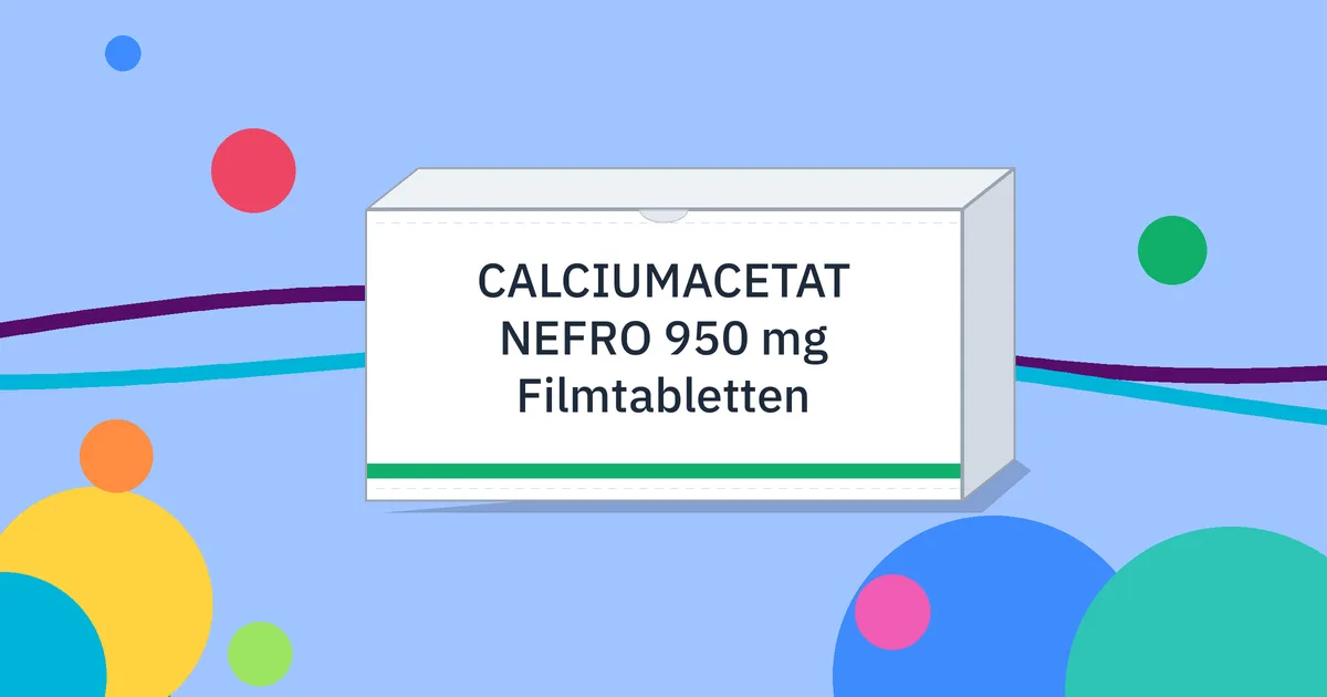 Symbolbild: Packung mit der Aufschrift CALCIUMACETAT NEFRO 950 mg Filmtabletten (PZN 03078184) – Verfügbarkeit und Bezug in Apotheken in Frankfurt am Main