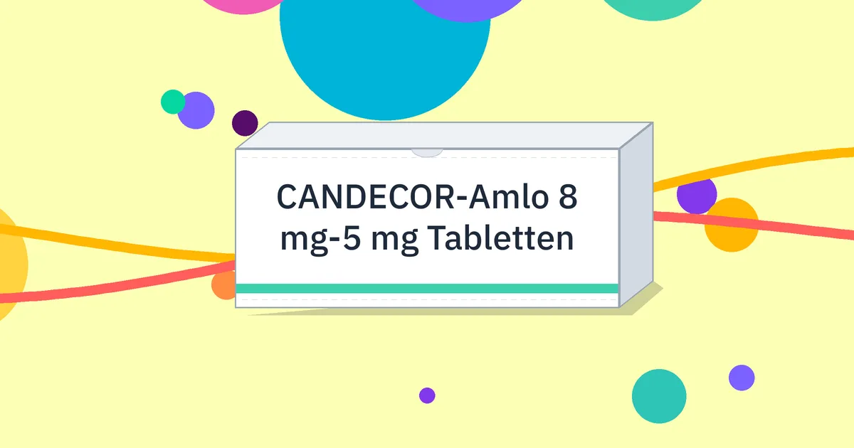 Symbolbild: Packung mit der Aufschrift CANDECOR-Amlo 8 mg-5 mg Tabletten (PZN 13502192) – Verfügbarkeit und Bezug in Apotheken in Frankfurt am Main