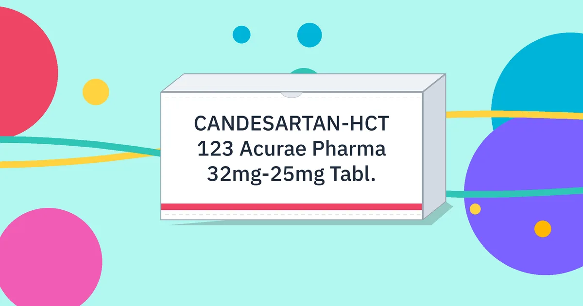 Symbolbild: Packung mit der Aufschrift CANDESARTAN-HCT 123 Acurae Pharma 32mg-25mg Tabl. (PZN 19835552) – Verfügbarkeit und Bezug in Apotheken in Frankfurt am Main