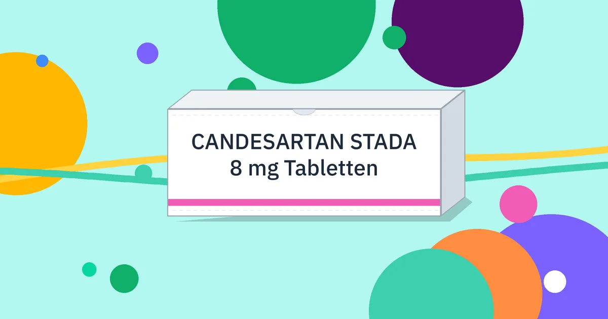 Symbolbild: Packung mit der Aufschrift CANDESARTAN STADA 8 mg Tabletten (PZN 09443147) – Verfügbarkeit und Bezug in Apotheken in Frankfurt am Main