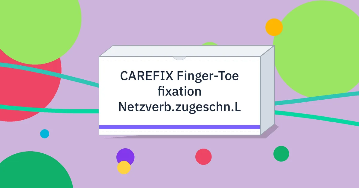 Symbolbild: Packung mit der Aufschrift CAREFIX Finger-Toe fixation Netzverb.zugeschn.L (PZN 11559845) – Verfügbarkeit und Bezug in Apotheken in Frankfurt am Main