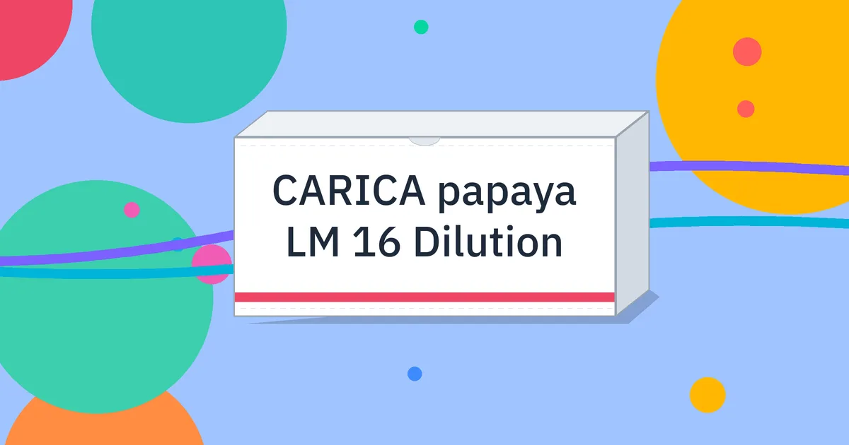 Symbolbild: Packung mit der Aufschrift CARICA papaya LM 16 Dilution (PZN 13430601) – Verfügbarkeit und Bezug in Apotheken in Frankfurt am Main