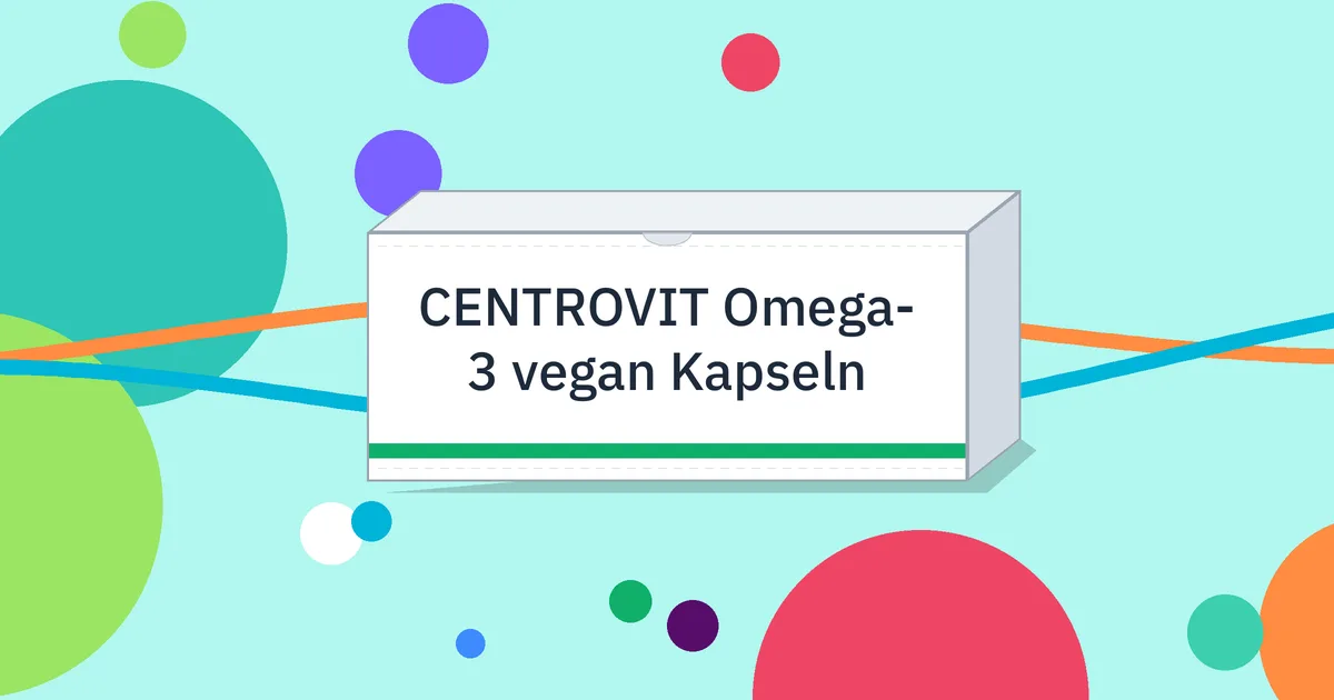 Symbolbild: Packung mit der Aufschrift CENTROVIT Omega-3 vegan Kapseln (PZN 20414034) – Verfügbarkeit und Bezug in Apotheken in Frankfurt am Main