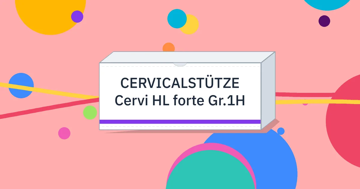 Symbolbild: Packung mit der Aufschrift CERVICALSTÜTZE Cervi HL forte Gr.1H (PZN 02885712) – Verfügbarkeit und Bezug in Apotheken in Frankfurt am Main