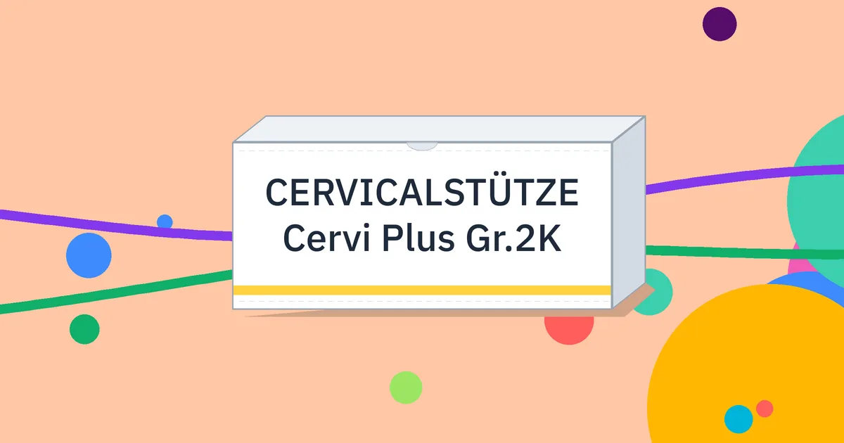 Symbolbild: Packung mit der Aufschrift CERVICALSTÜTZE Cervi Plus Gr.2K (PZN 02885623) – Verfügbarkeit und Bezug in Apotheken in Frankfurt am Main